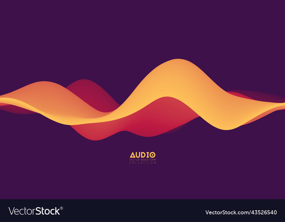Sound wave visualiztion 3d orange solid waveform Vector Image