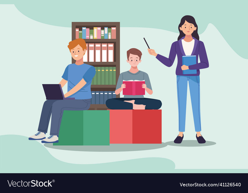 Students and teacher Royalty Free Vector Image