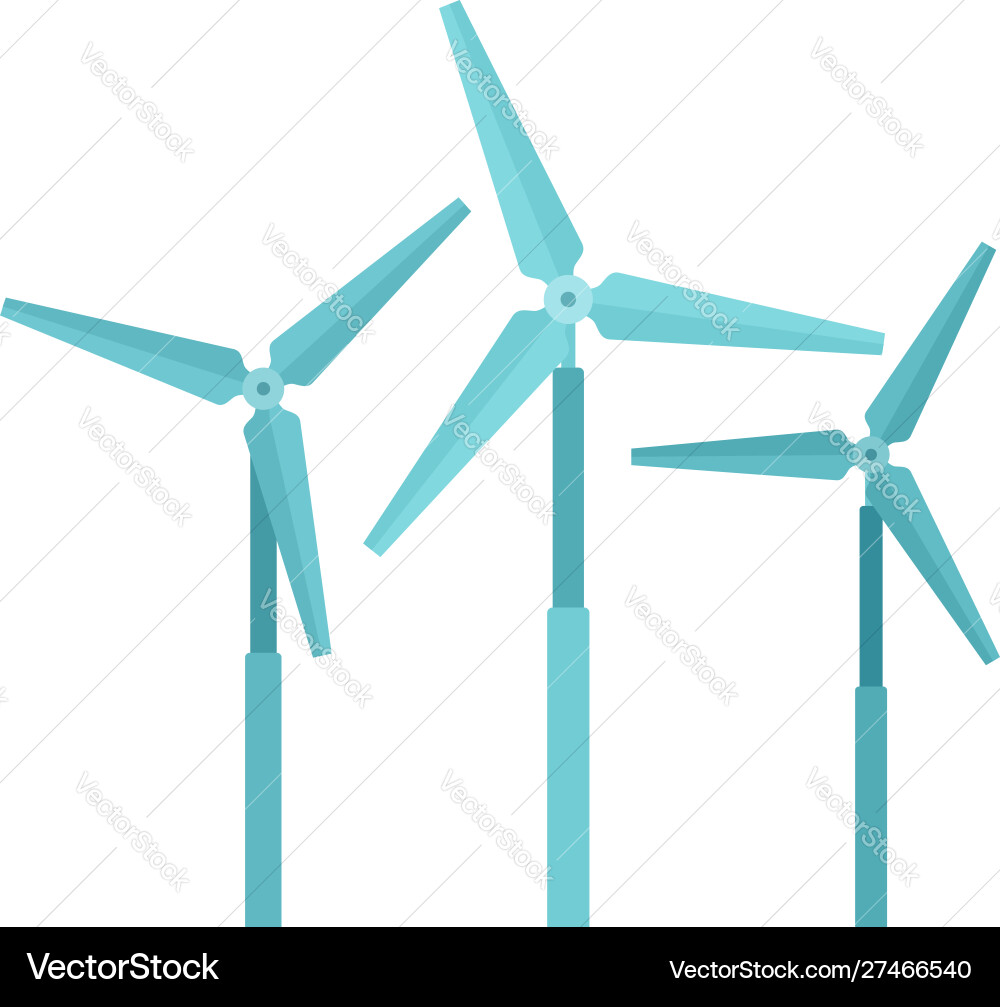 Wind turbine farm icon flat style Royalty Free Vector Image