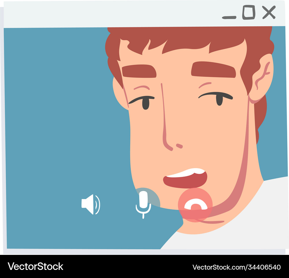 Young man having video call people talking Vector Image