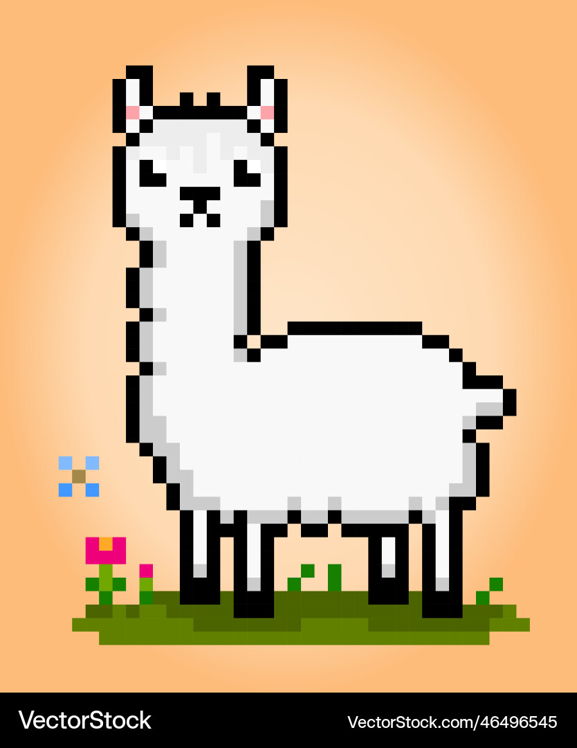 8-bit pixel of llama animal Royalty Free Vector Image