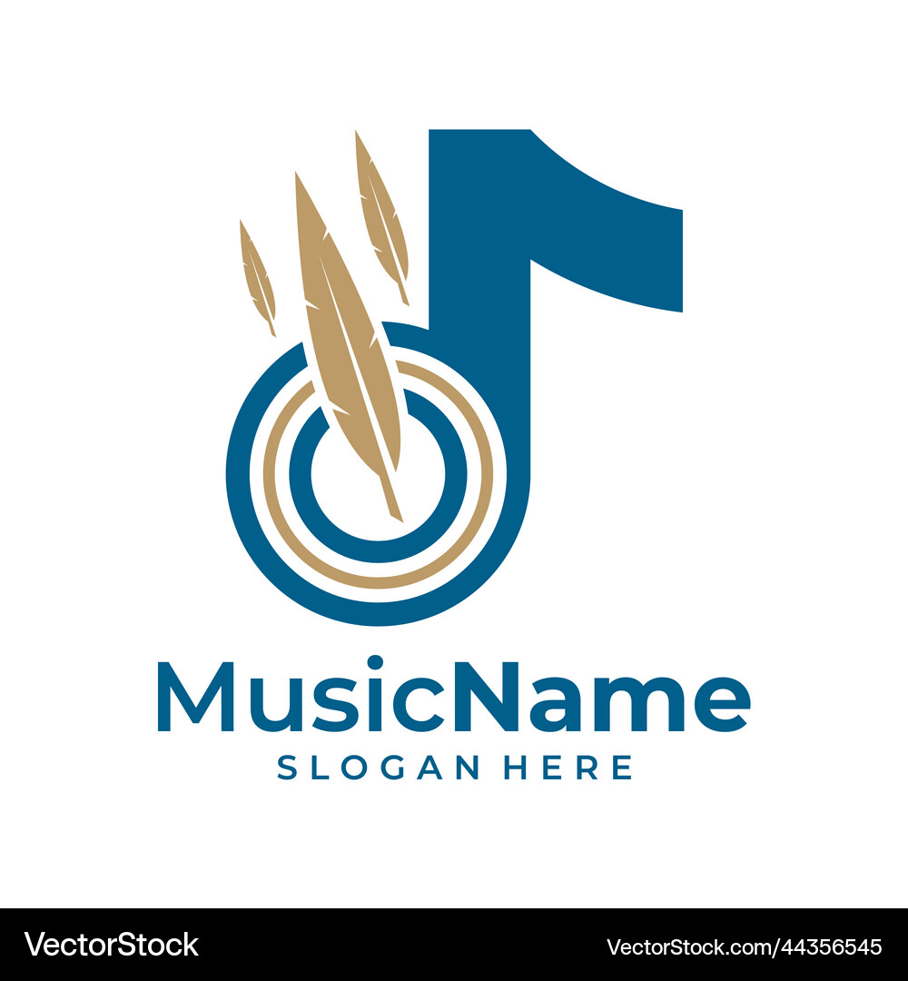 Feather music logo design Royalty Free Vector Image
