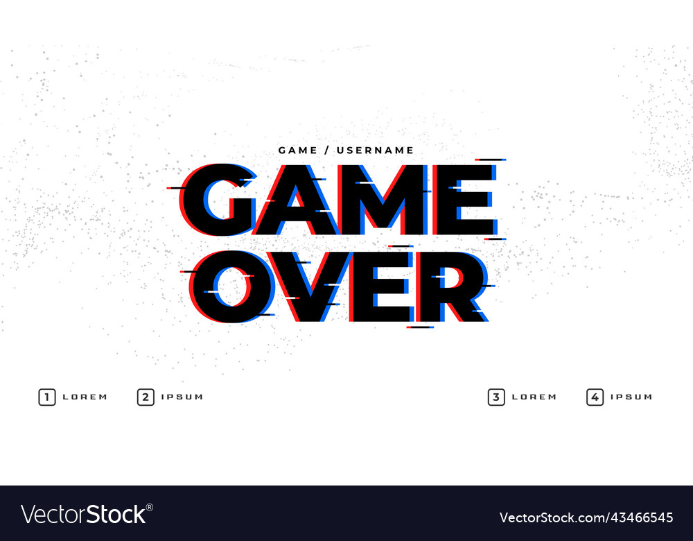 Game over text in glitch style background Vector Image