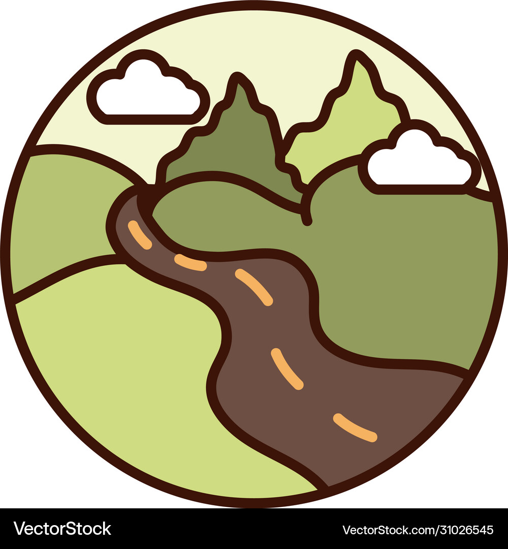 Landscape nature valley road mountains line Vector Image