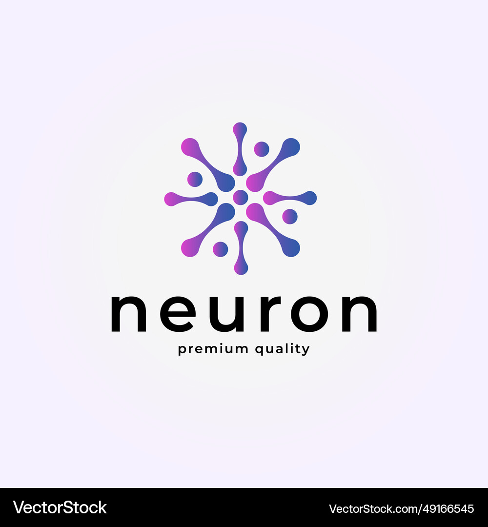 Neuron circle dot symbol logo design axon medical Vector Image