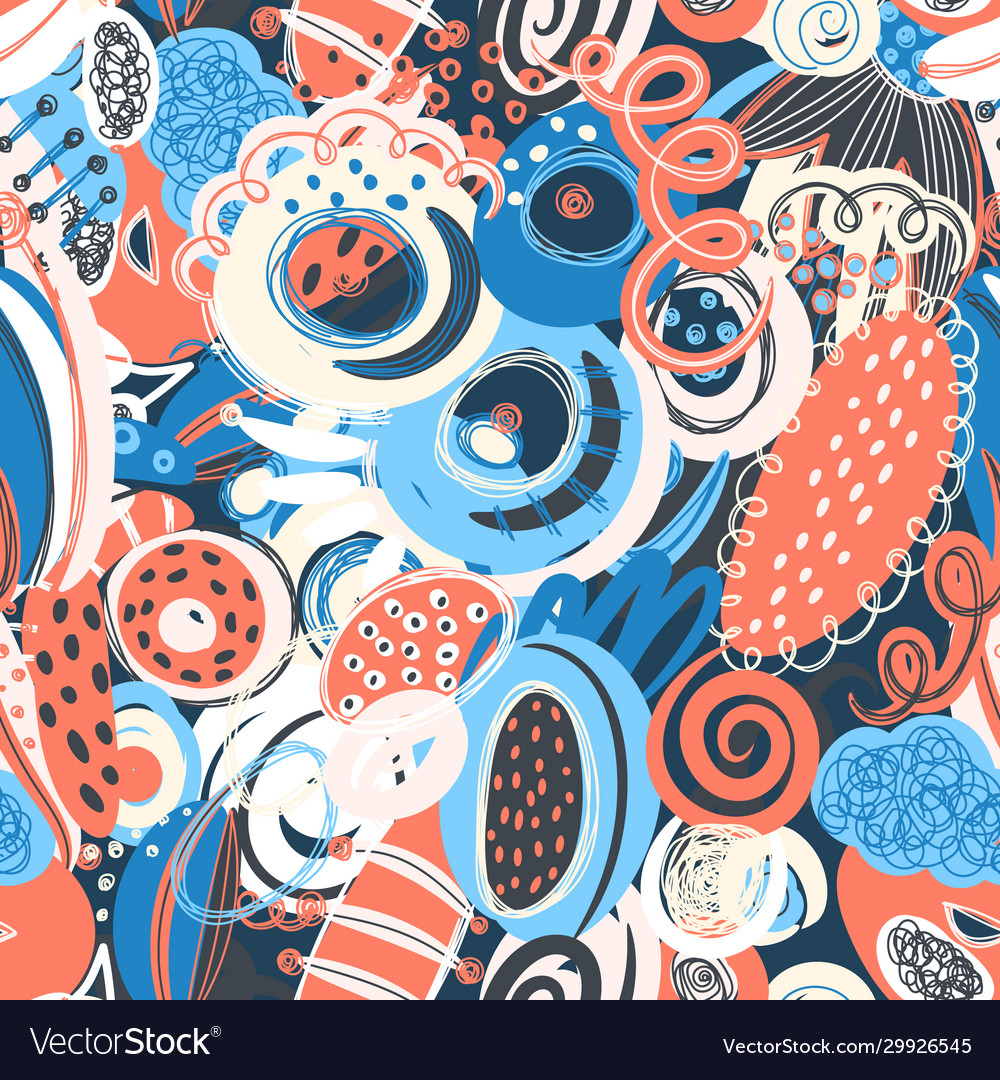 Seamless pattern with hand drawn abstract Vector Image