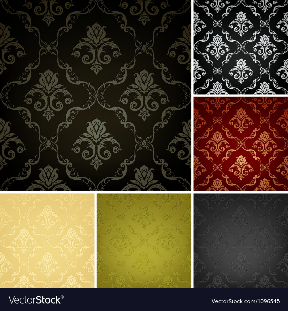 Seamless wallpaper pattern set of six colors Vector Image