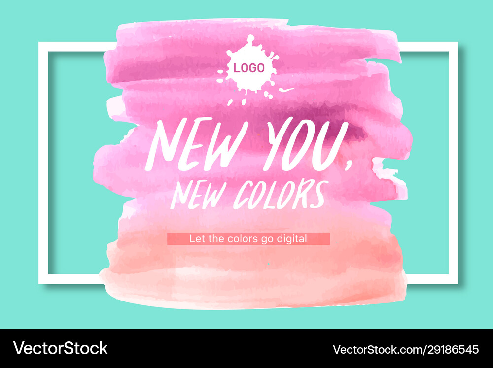 Splash color frame design with pink watercolor Vector Image