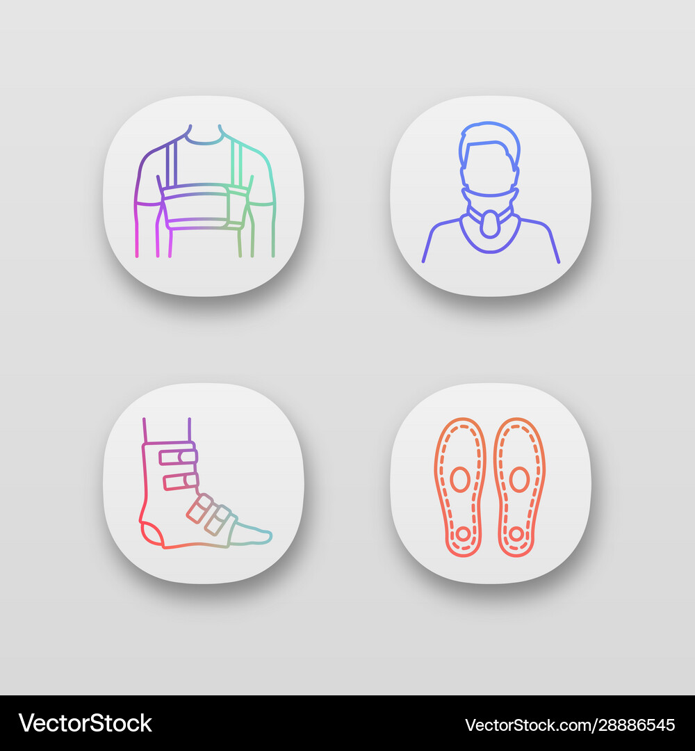 Trauma treatment app icons set Royalty Free Vector Image