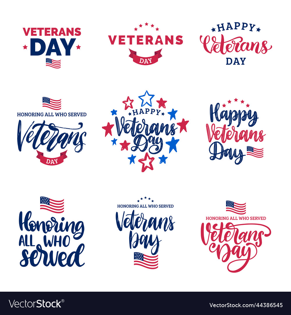 Veterans day hand lettering calligraphy Royalty Free Vector
