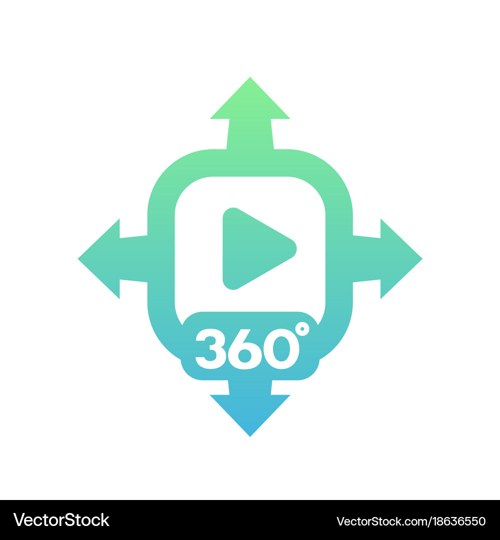 360 degrees video icon on white Royalty Free Vector Image