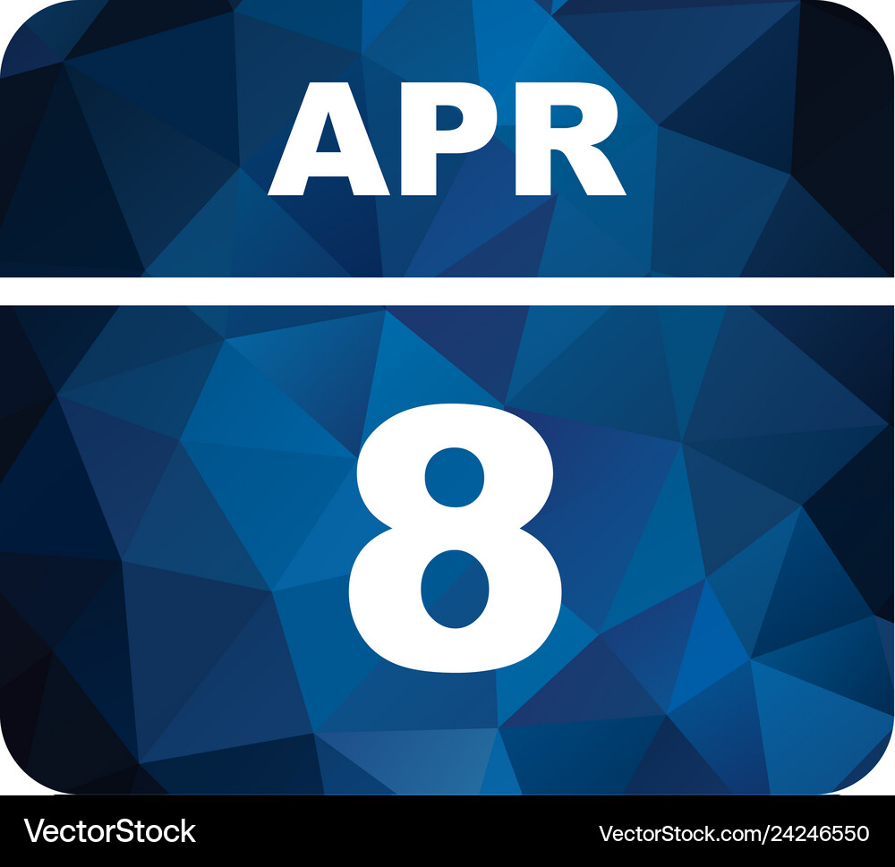 April 8th date on a single day calendar Royalty Free Vector