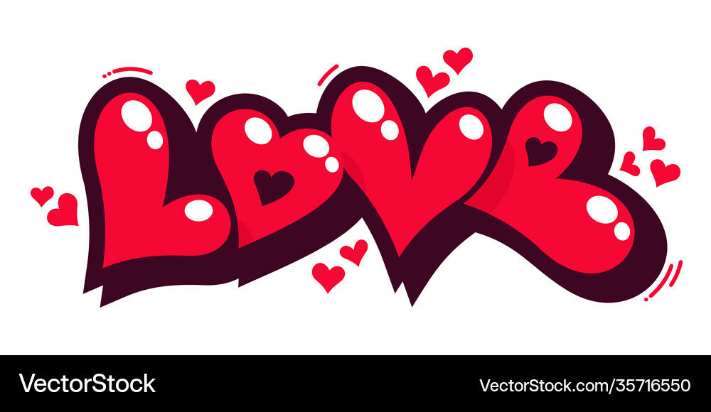 Artistic love hearts text lettering Royalty Free Vector