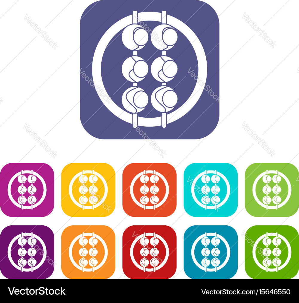 Asian shashlik icons set flat Royalty Free Vector Image