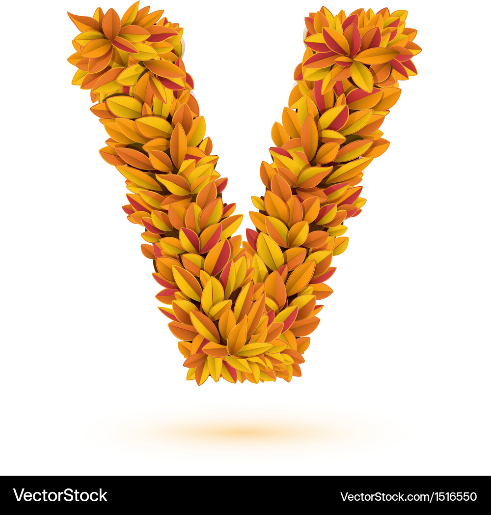 Autumn fall bright orange leaves letter Royalty Free Vector
