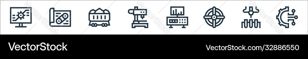 Manufacturing line icons linear set quality line Vector Image
