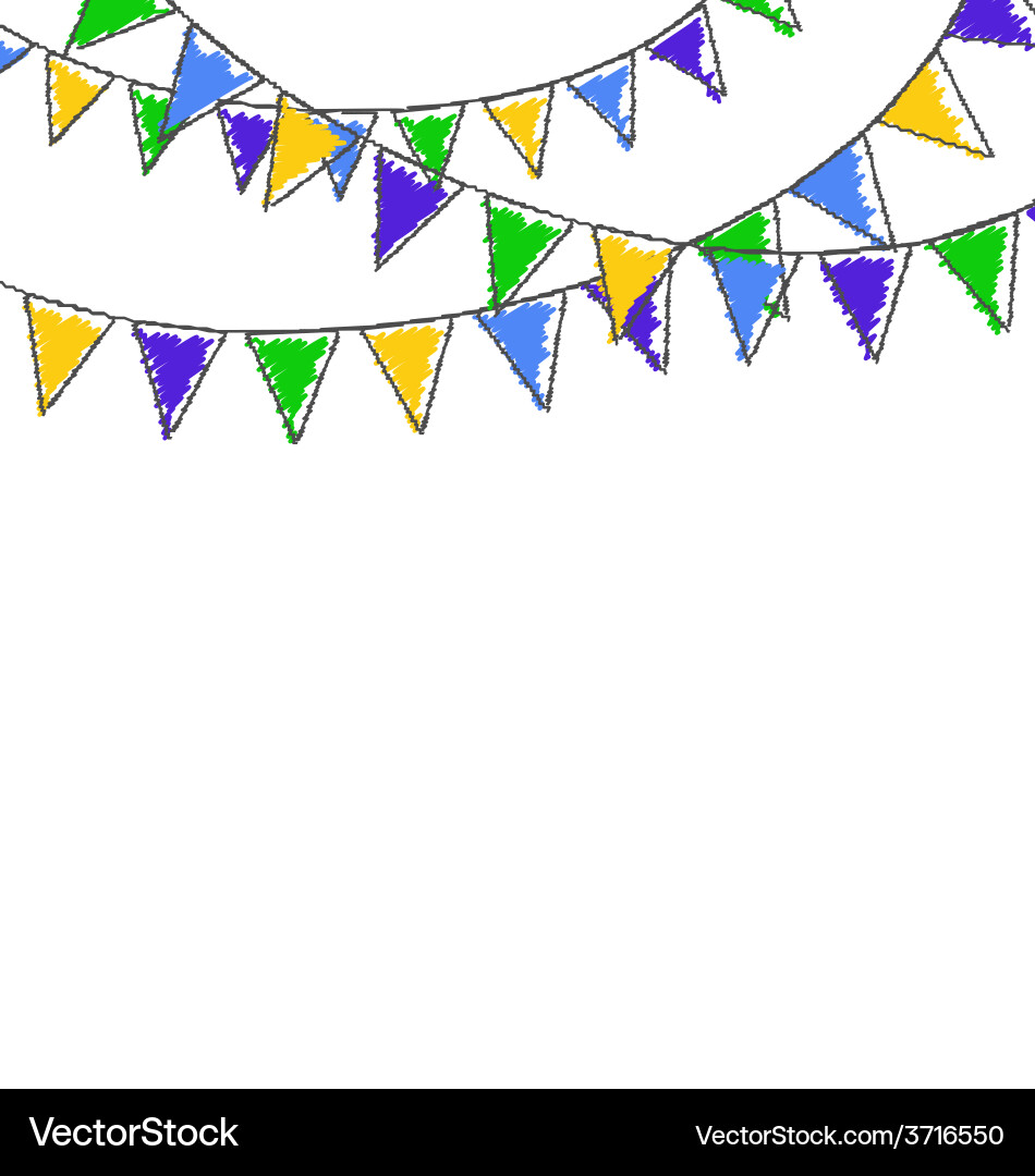 Multicolored hand-drawn buntings garlands in Vector Image