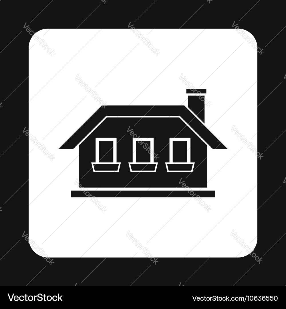 One storey house with three windows icon Vector Image