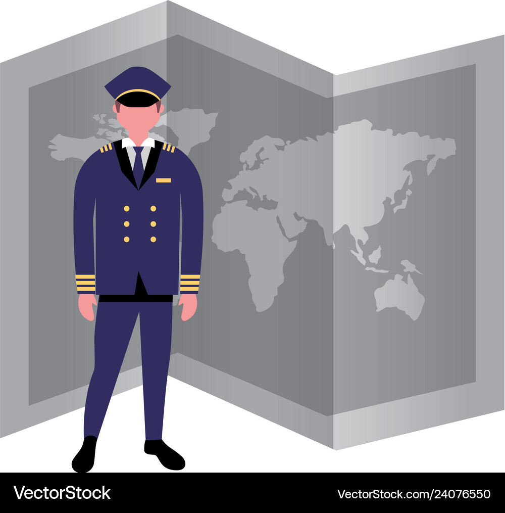 Pilot airplane world map occupation labor Vector Image