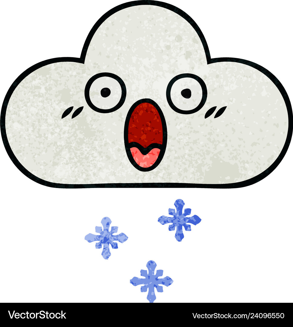 Retro grunge texture cartoon snow cloud Royalty Free Vector