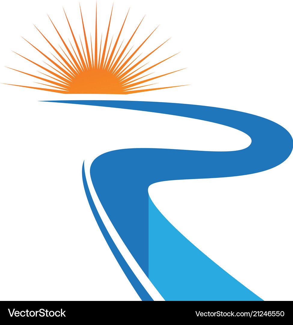 River and sun logo symbols template Royalty Free Vector