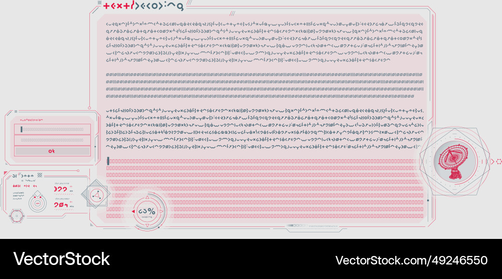 Sci-fi interface of data decoding program Vector Image