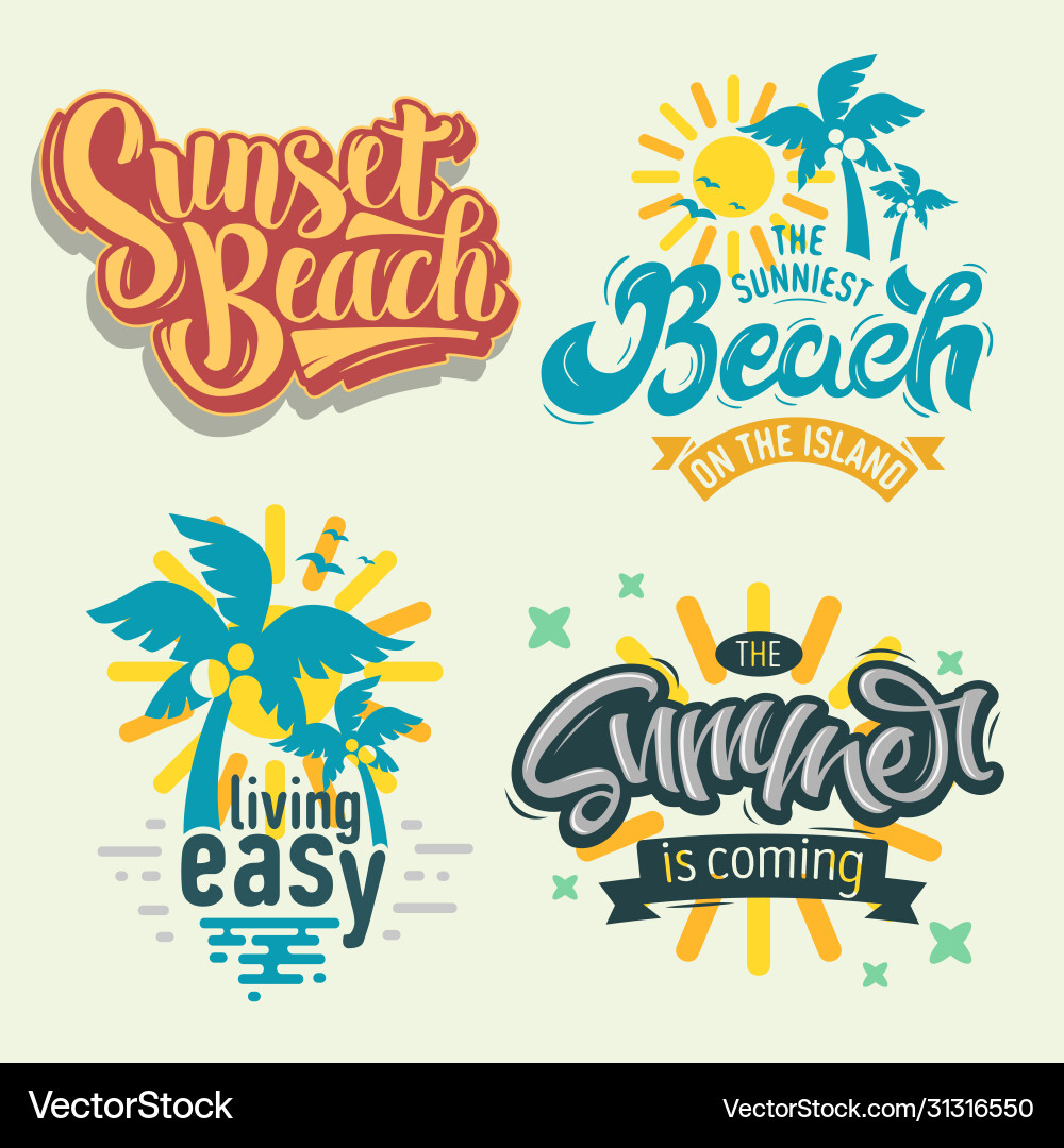 Summer time beach life hand lettering Royalty Free Vector