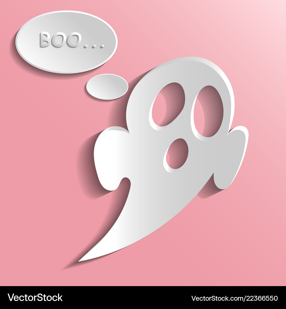 White ghost vibrant pink and paper cut Royalty Free Vector