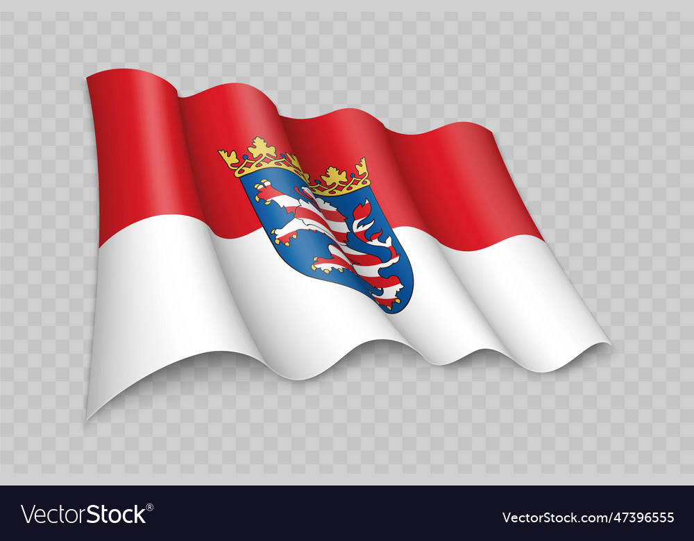 3d realistic waving flag of hesse is a state Vector Image