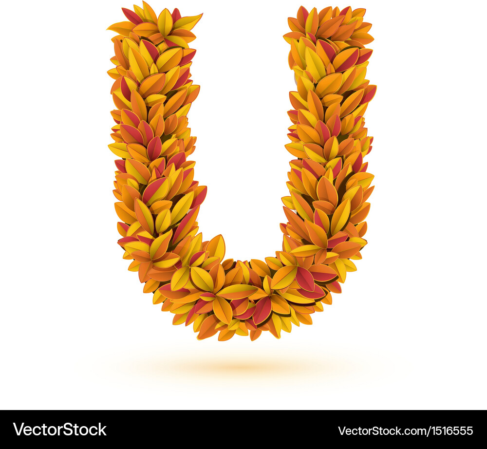Autumn fall bright orange leaves letter Royalty Free Vector
