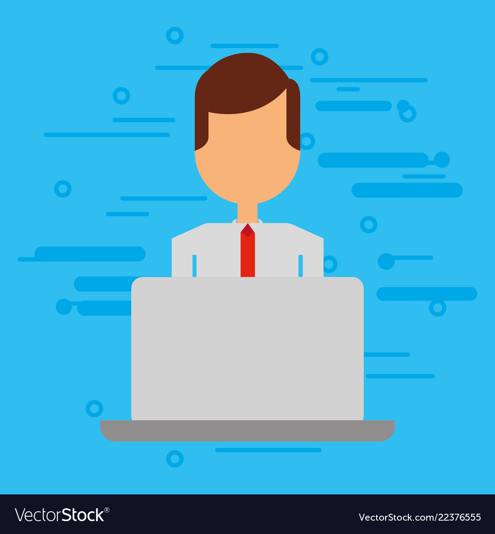 Businessman with laptop computer Royalty Free Vector Image