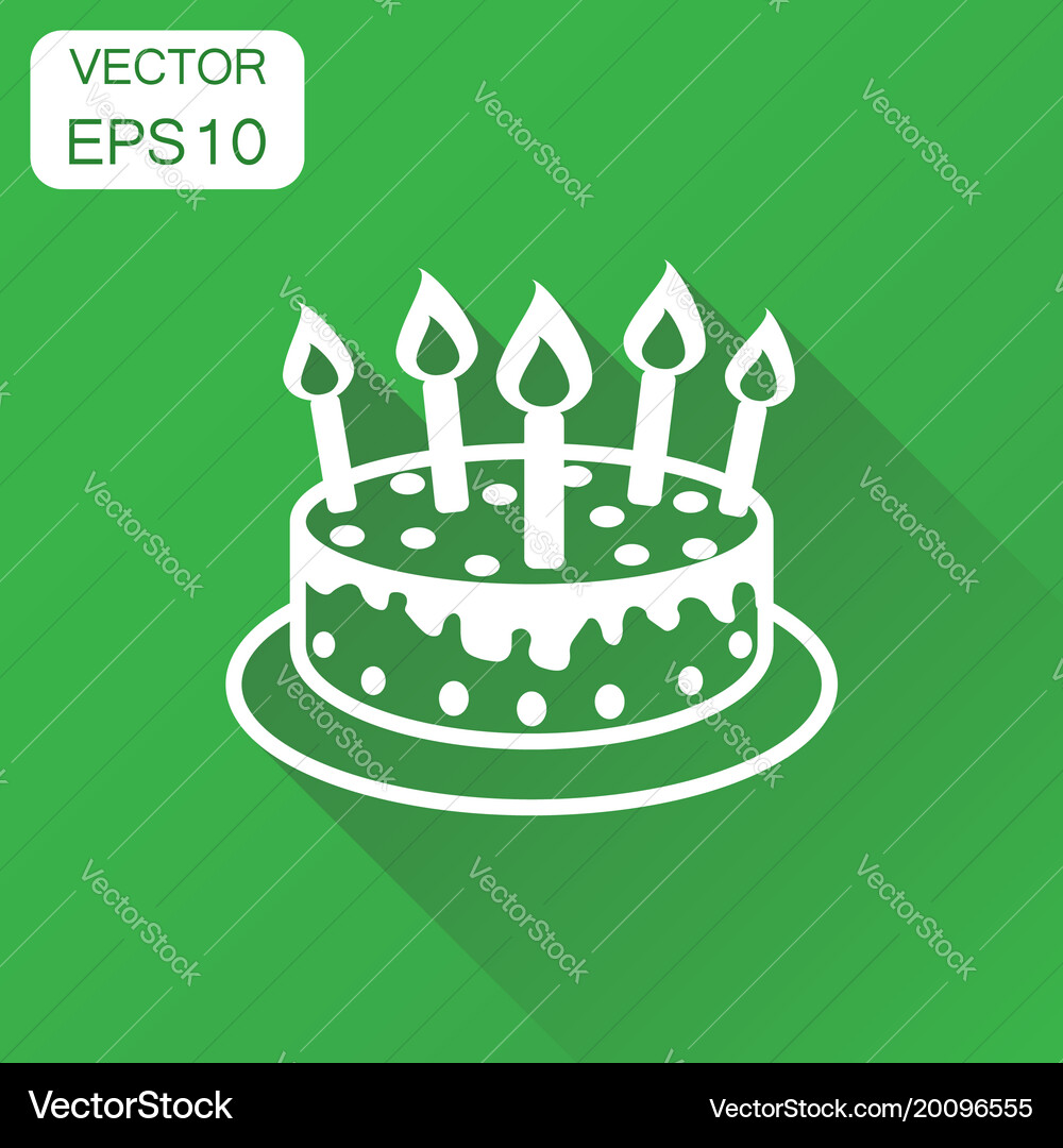 Cake with candle icon business concept pie Vector Image