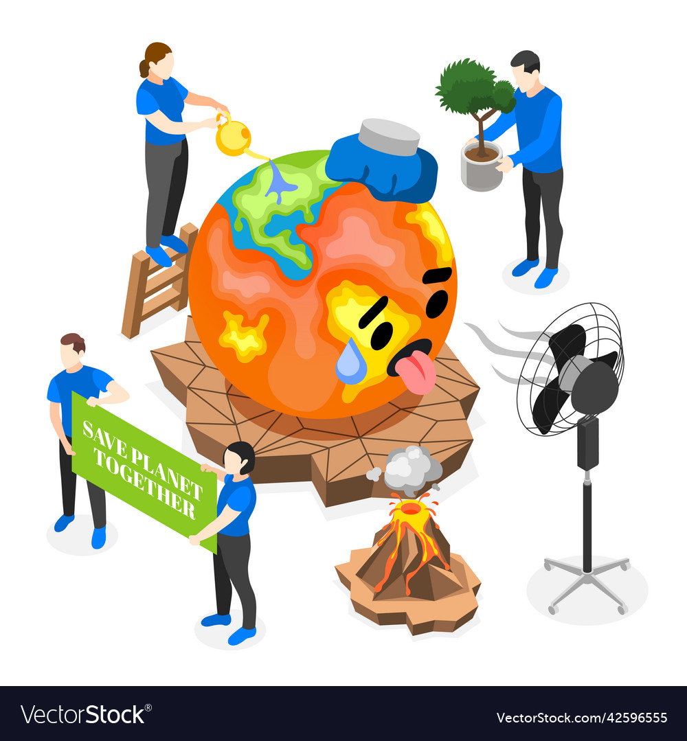 Climate change isometric composition Royalty Free Vector