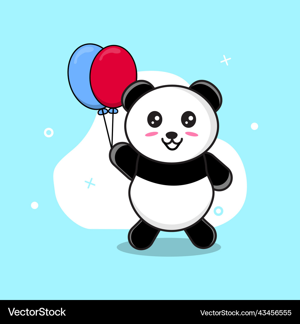 Cute Panda with Balloon Royalty Free Vector Image