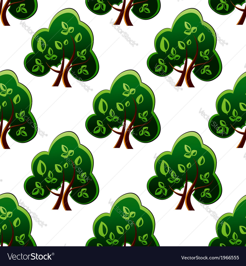 Fresh green spring trees seamless pattern Vector Image