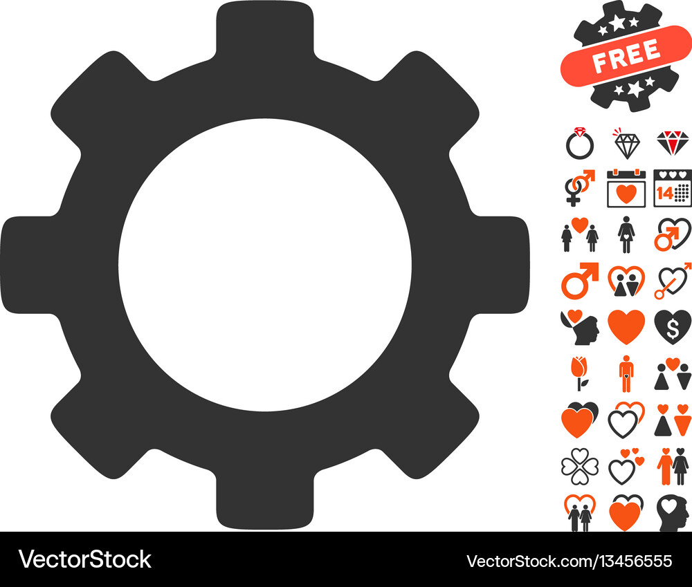 Gear icon with love bonus Royalty Free Vector Image