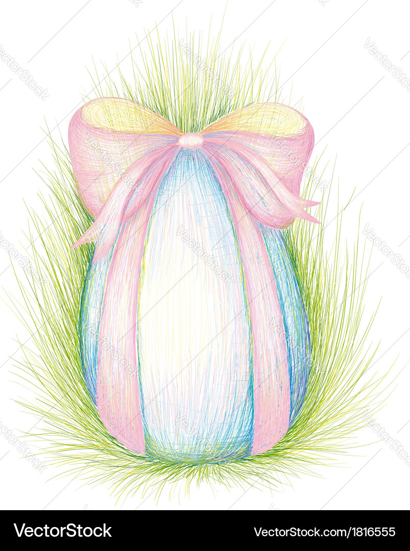 Hand drawn of egg with ribbon Royalty Free Vector Image