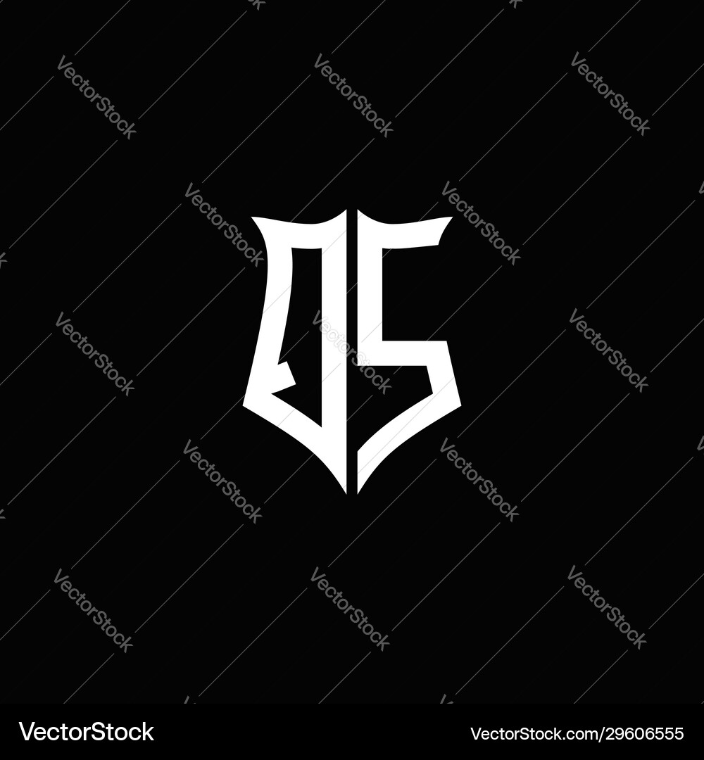 Qs monogram letter logo ribbon with shield style Vector Image