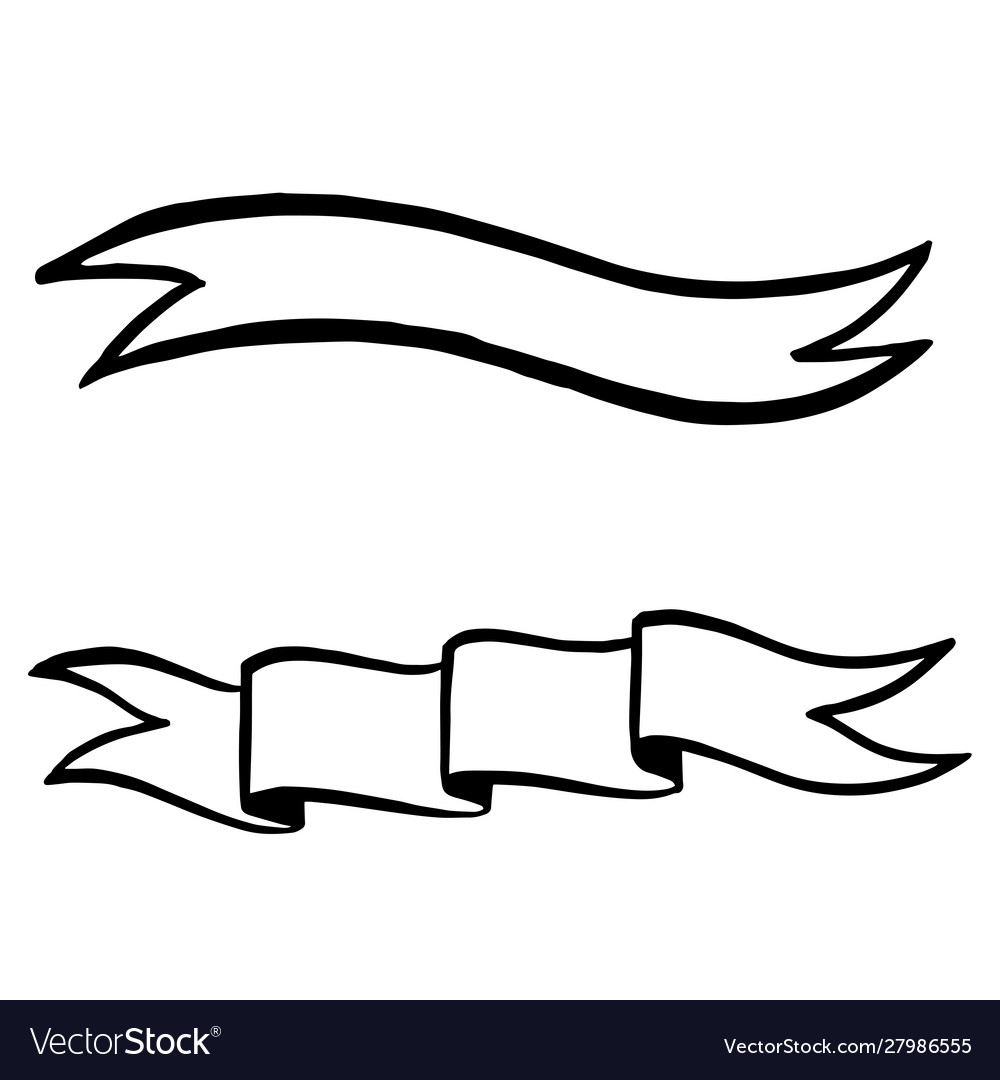 Ribbons set black and white engraved ink Vector Image