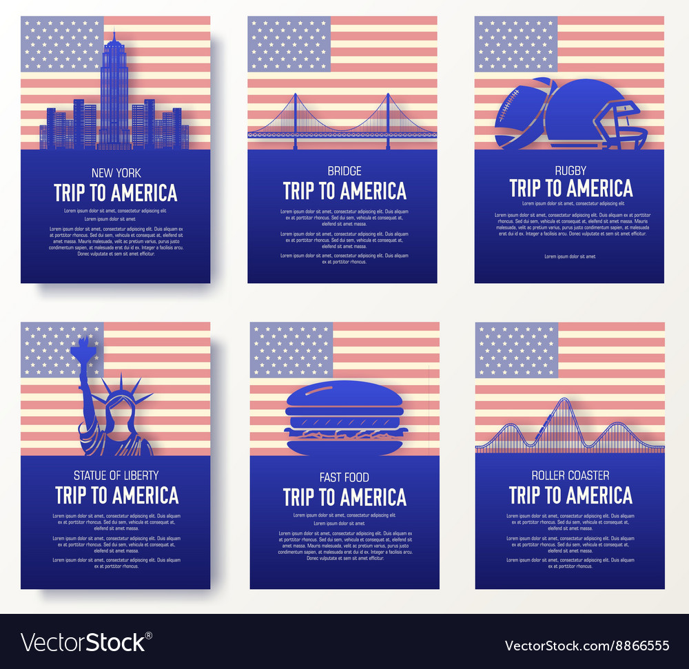 Set of USA country ornament concept Royalty Free Vector
