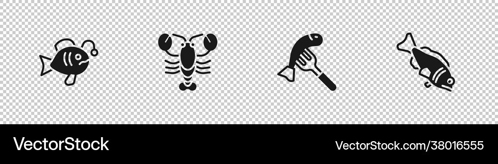Set tropical fish lobster served on plate Vector Image