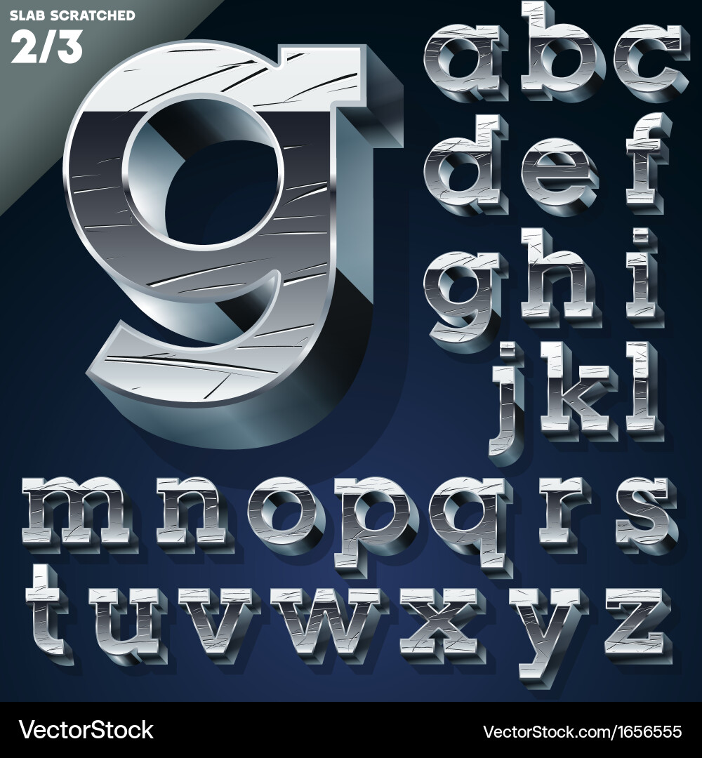 Silver chrome or aluminum 3D alphabet Royalty Free Vector