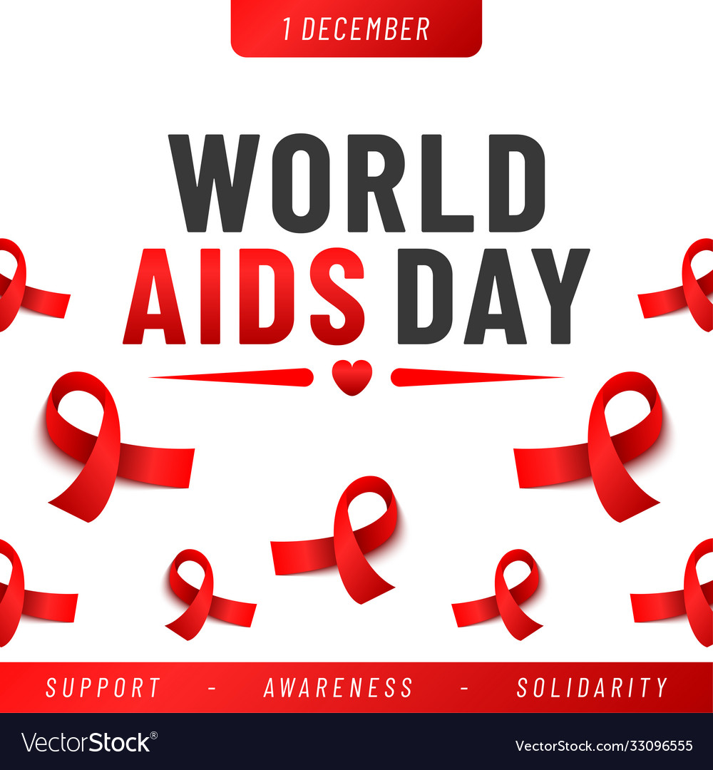 World aids day poster aids awareness red ribbon Vector Image