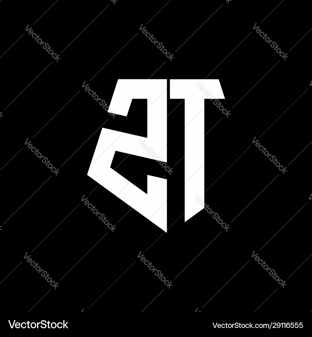 Zt logo monogram with pentagon shape style design Vector Image