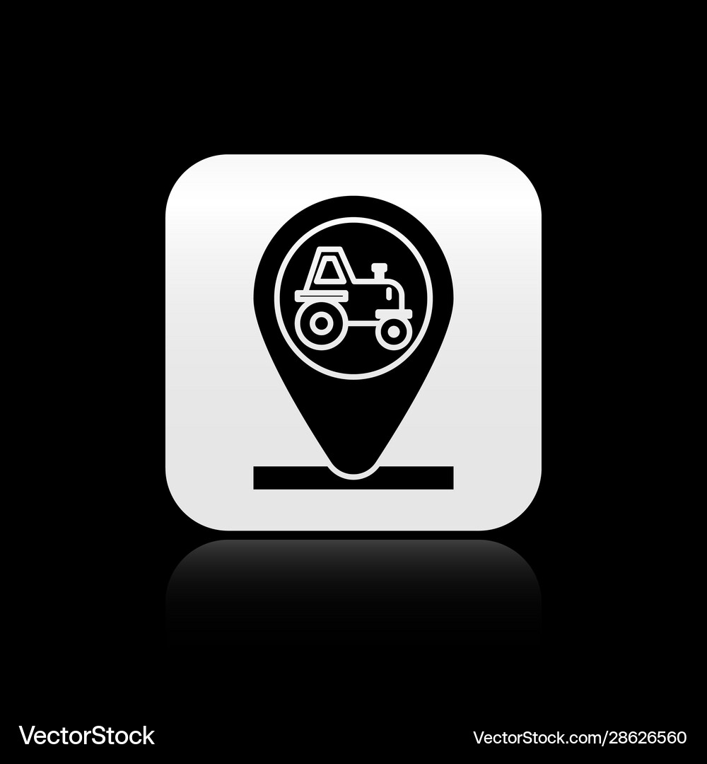 Black tractor and location icon isolated on Vector Image