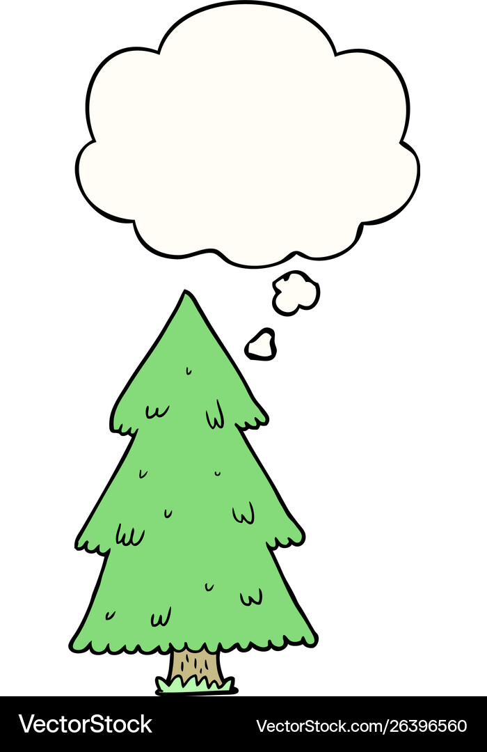Cartoon christmas tree and thought bubble Vector Image