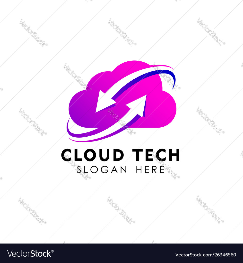 Cloud sync logo design template tech Royalty Free Vector