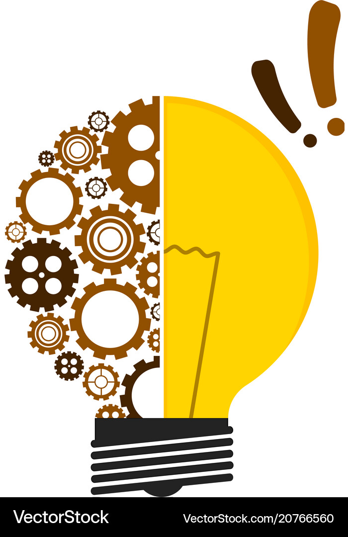 Conceptual lightbulb icon with gear pieces Vector Image