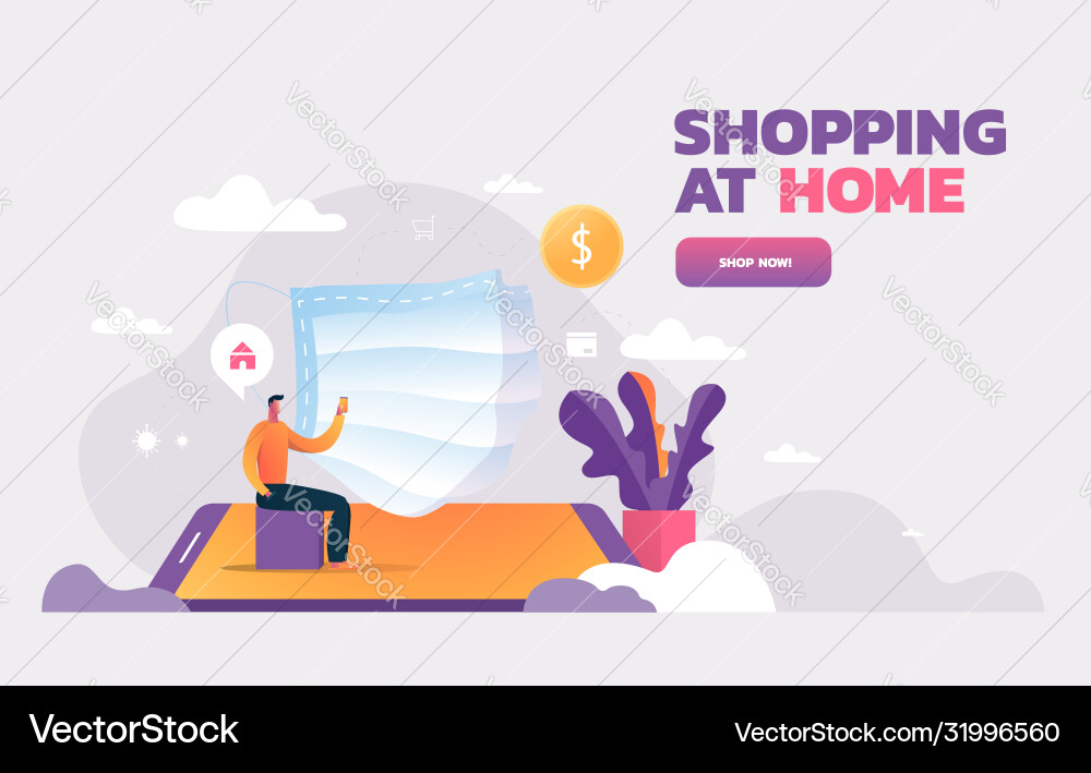 Coronavirus epidemic quarantine isolation man Vector Image