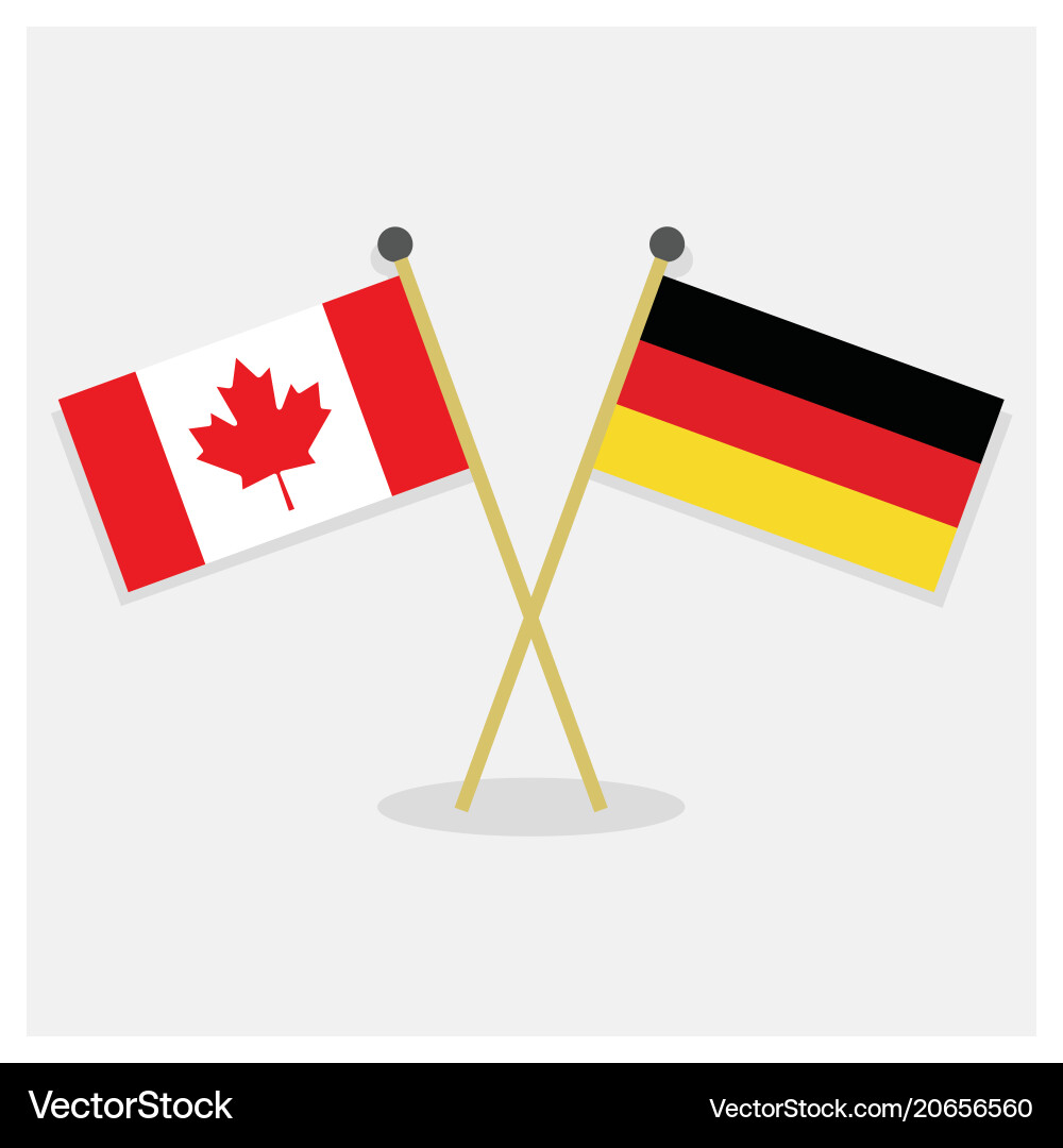 Crossed canada and germany flags icons with shadow
